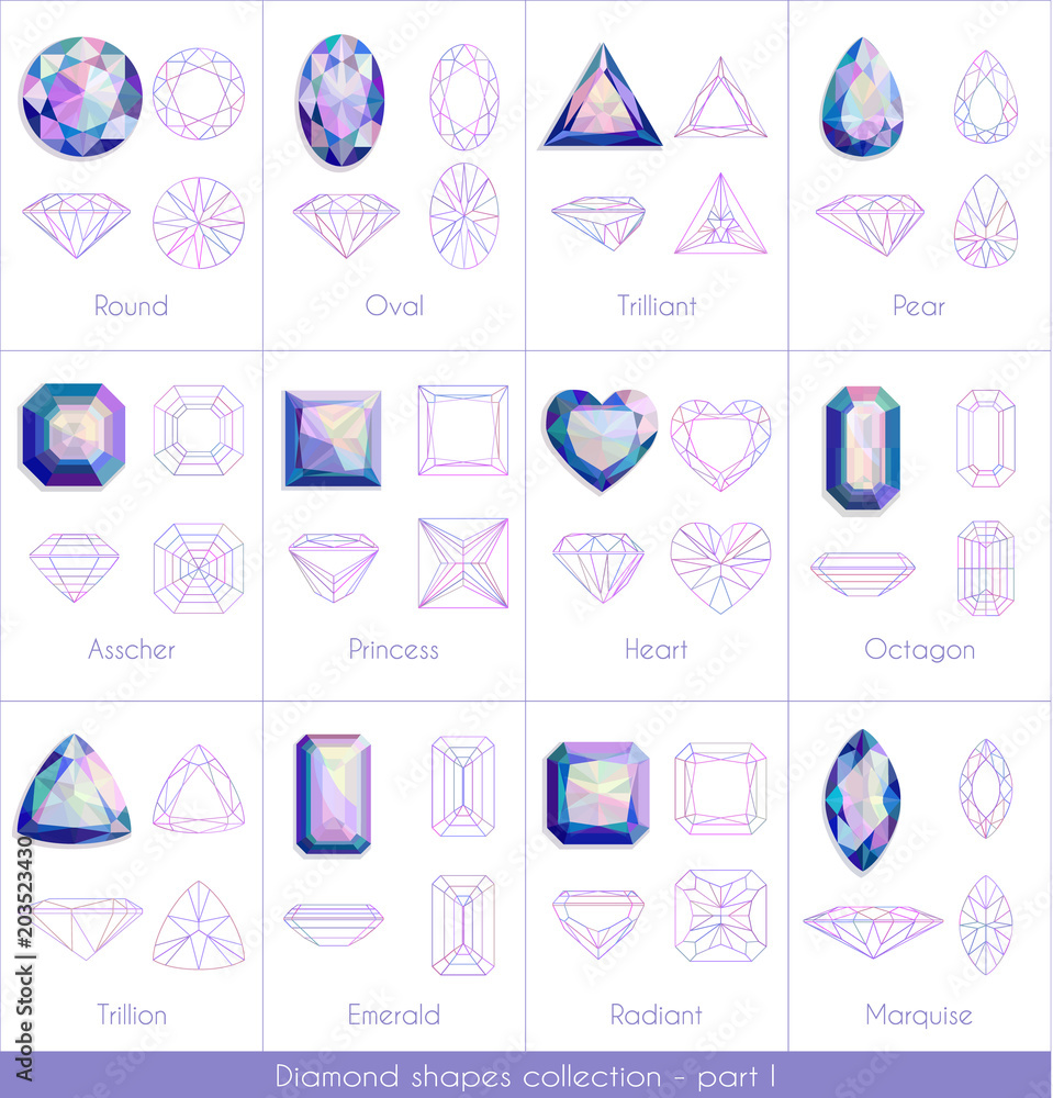 Colorful diamonds collection - part 1. eps10 vector illustraion Stock ...