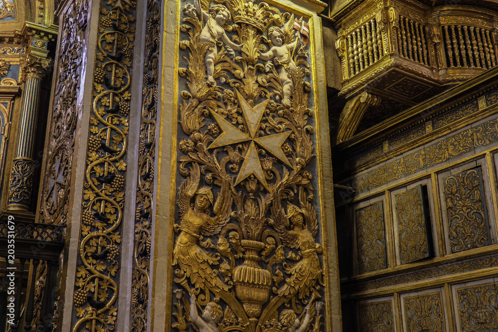 Valletta, Malta St John Roman Catholic Co-Cathedral interior art ...