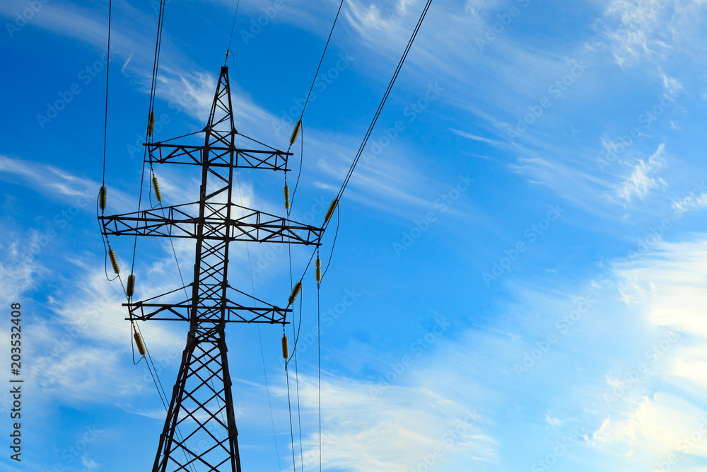 Parts of high voltage electricity pylons and transmission power Stock ...