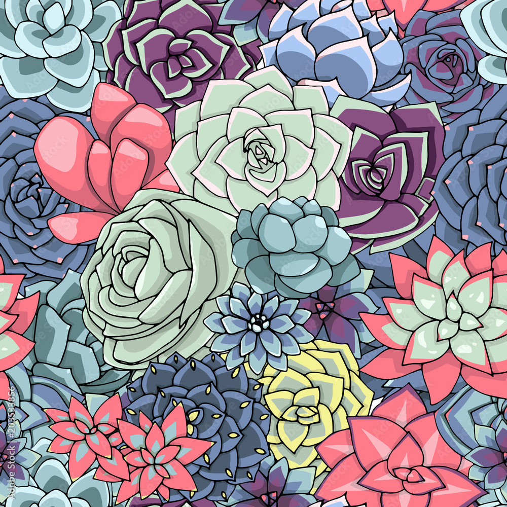 Vector succulents seamless pattern. Succulent ornament. Stock Vector ...