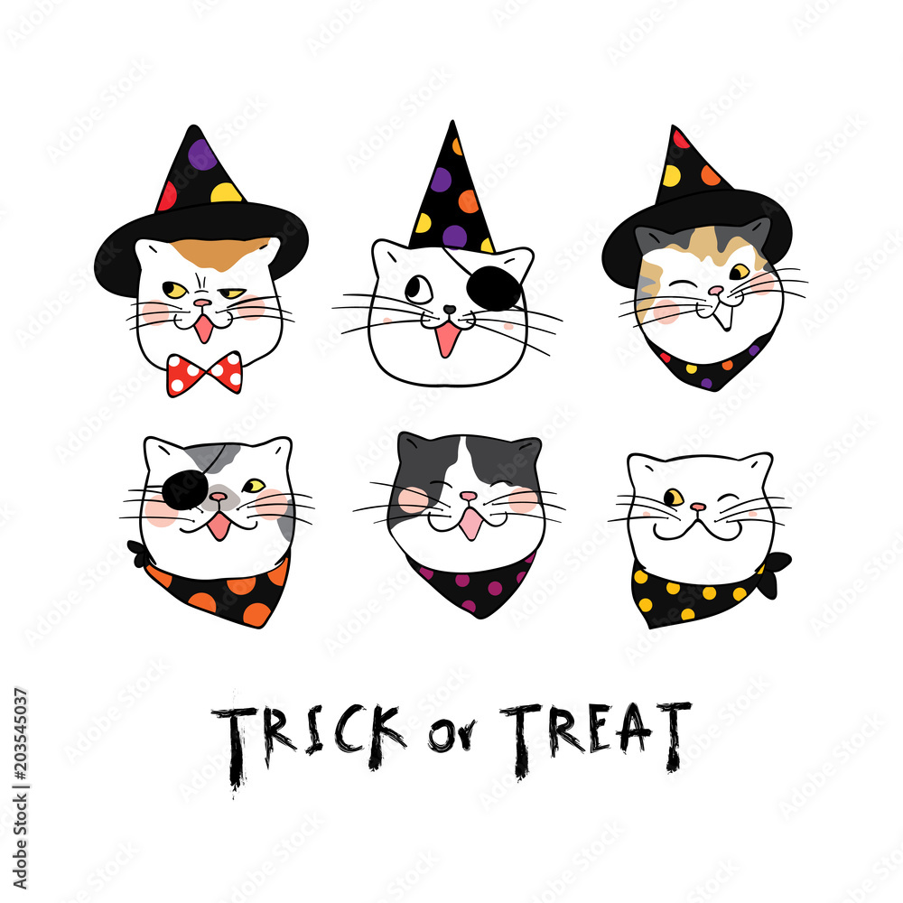 Vector illustration set design different emotion face of cat for ...