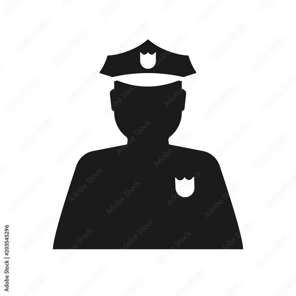 Police officer icon. Clipart image isolated on white background Stock ...