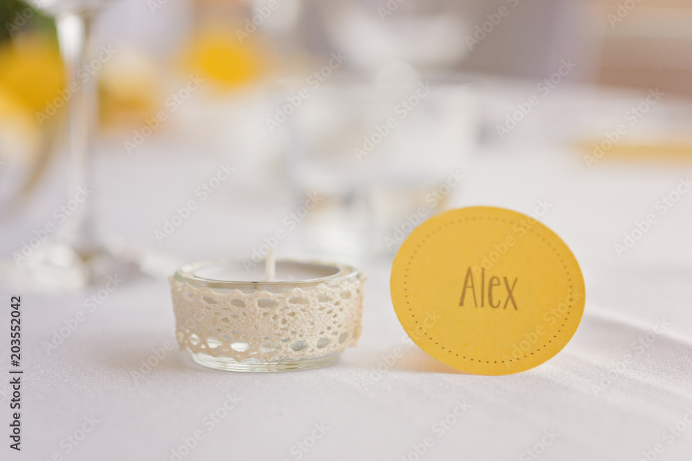 Alex celebration name tag with candle Stock Photo | Adobe Stock