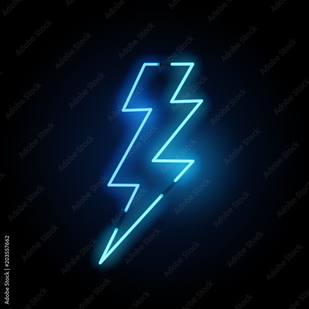 Blue Lightning Bolt Neon Light Stock Vector | Adobe Stock