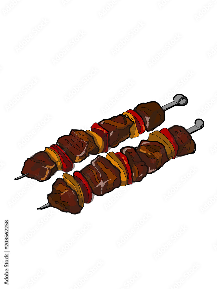 shish kebab illustration cartoon Stock Illustration | Adobe Stock