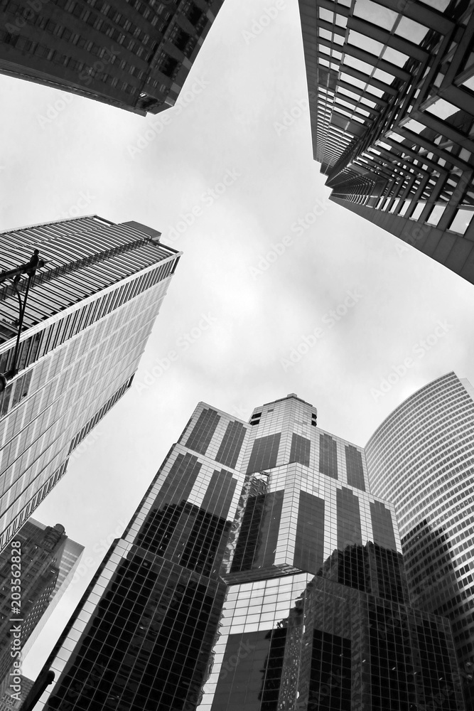 Urban cityscape and modern architecture background. Downtown upward ...