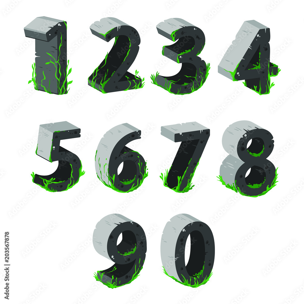 Set of realistic stylized numbers, vector illustration isolated on ...