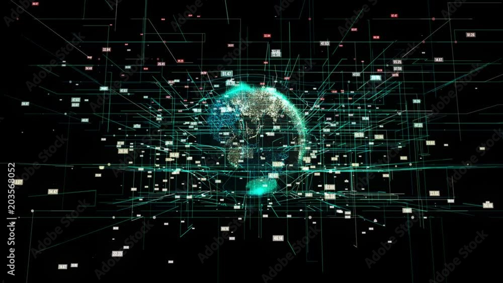 Big data visualization with digital Earth. HUD grid corners motion ...