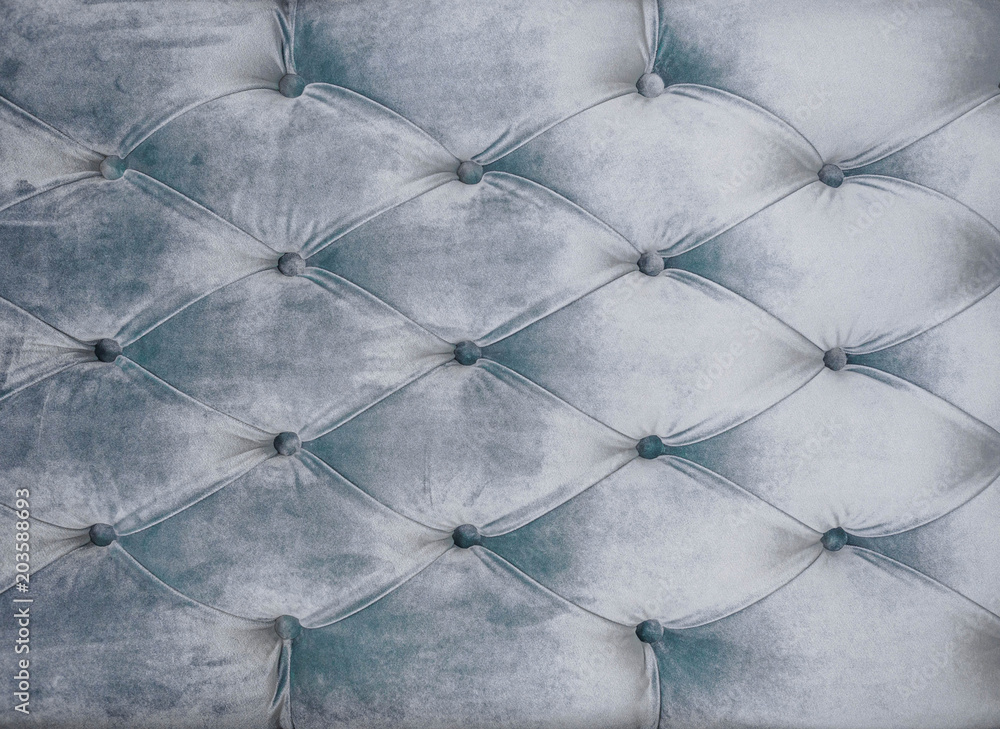 Coach-type velours screed tightened with buttons. Gray chesterfield ...