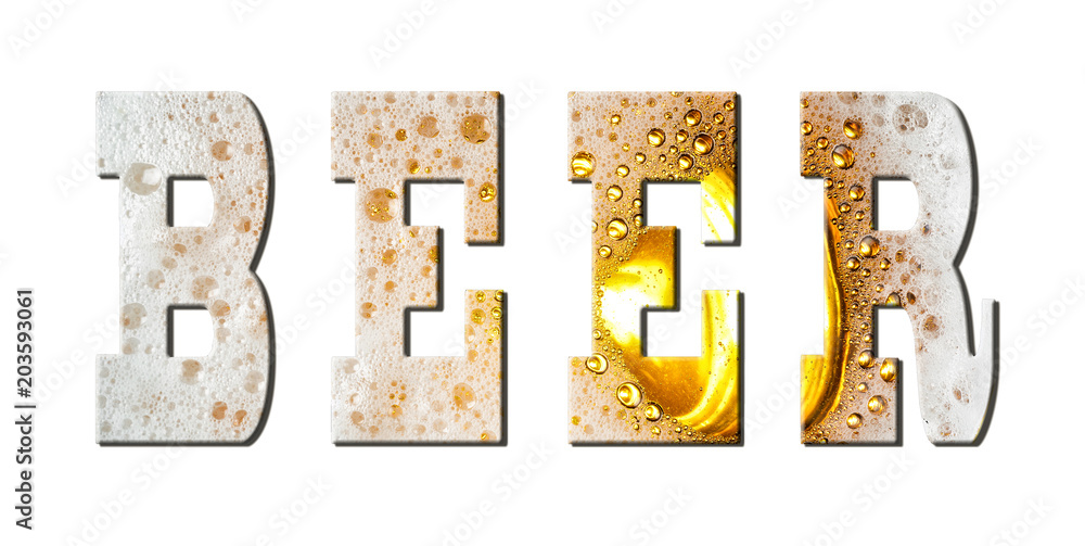 Font, word BEER, texture of beer, texture of beer foam, Designer Stock ...