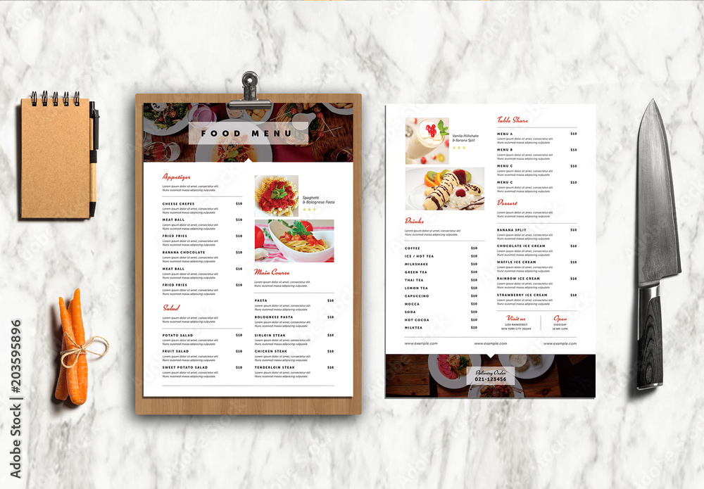 Minimalist Menu Layout Stock Template | Adobe Stock