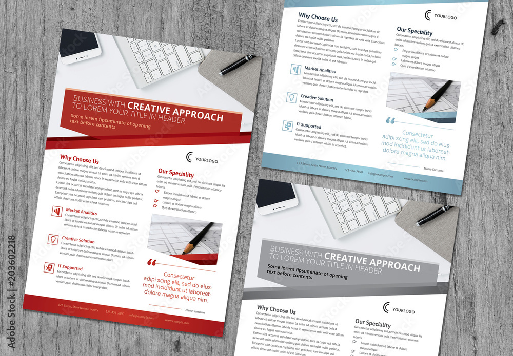 Business Flyer Layout with Geometric Elements Stock Template | Adobe Stock