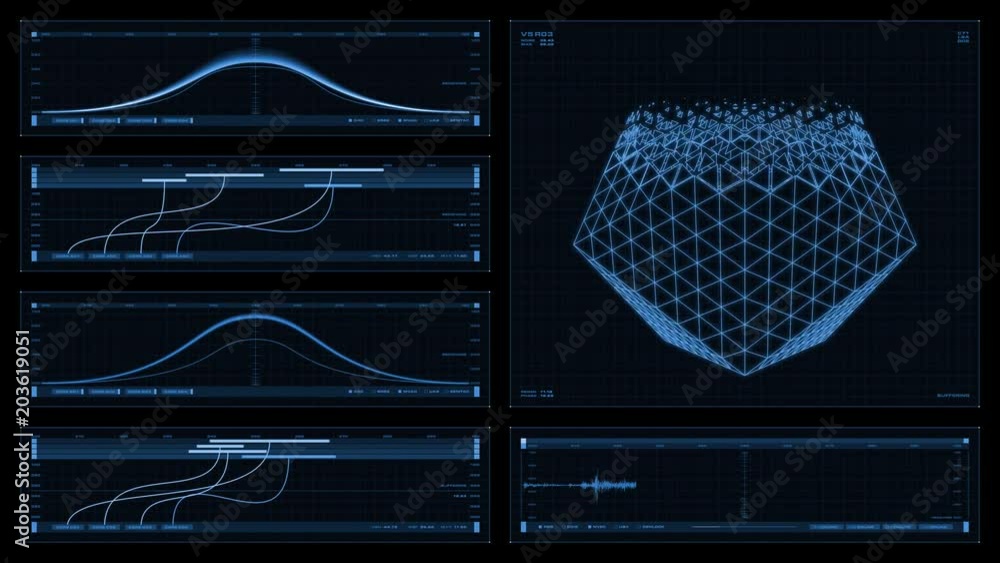 Monochromatic, multi-panel visual display: visualization, graphs ...