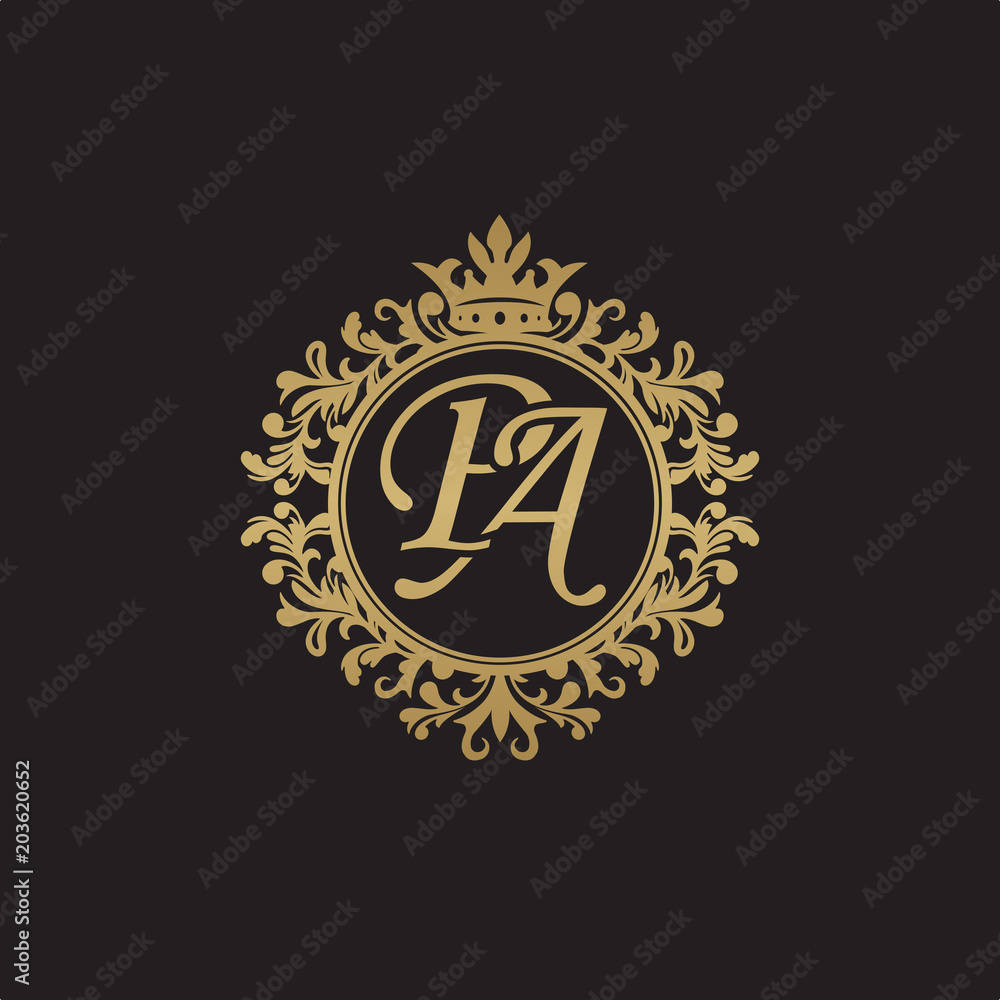 Initial letter PA, overlapping monogram logo, decorative ornament badge ...