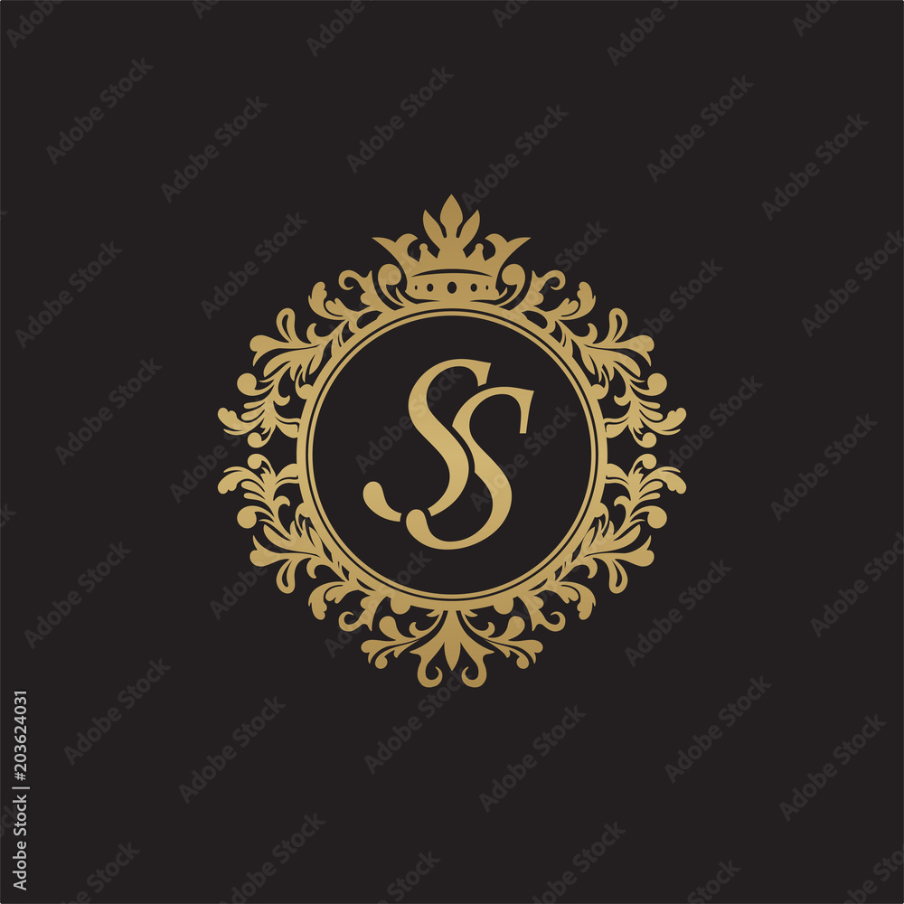 Vetor de Initial letter SS, overlapping monogram logo, decorative ...