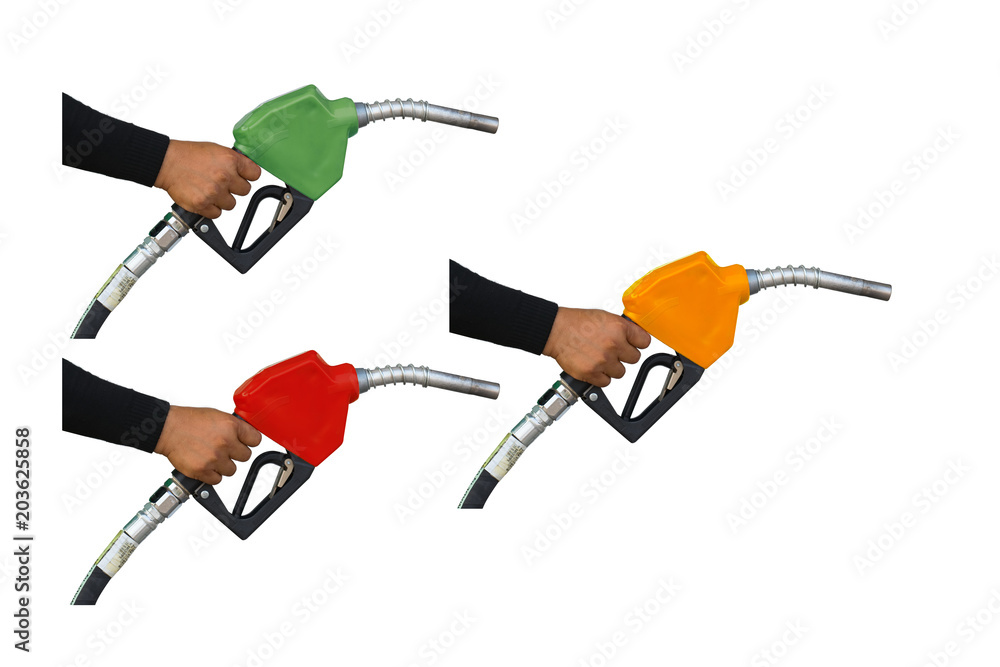 Fuel nozzle Car Gas Tank - Fueling isolated on white background with ...