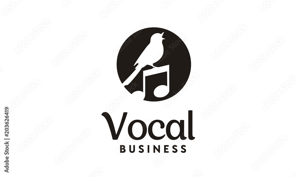 Singing Bird Music Notes for Song Vocal logo design inspiration Stock ...