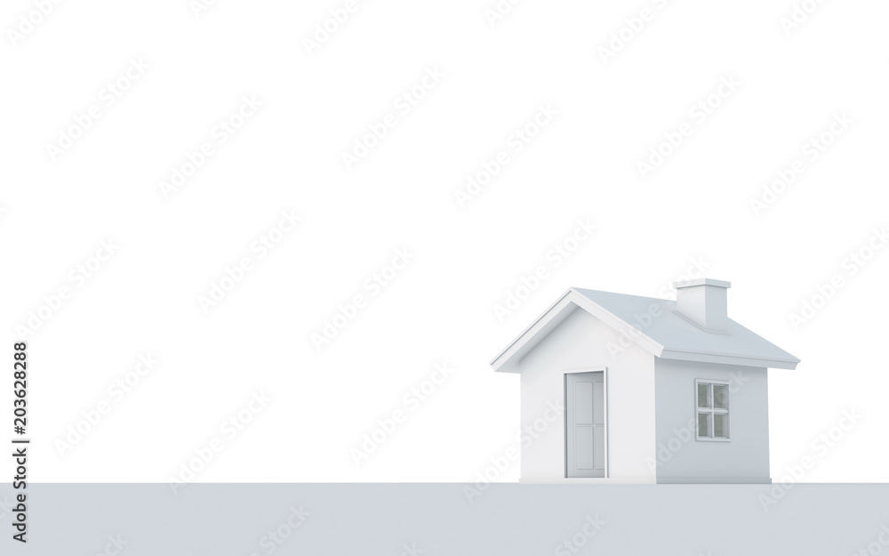 3D rendering of simple house isolated on white background with clipping ...