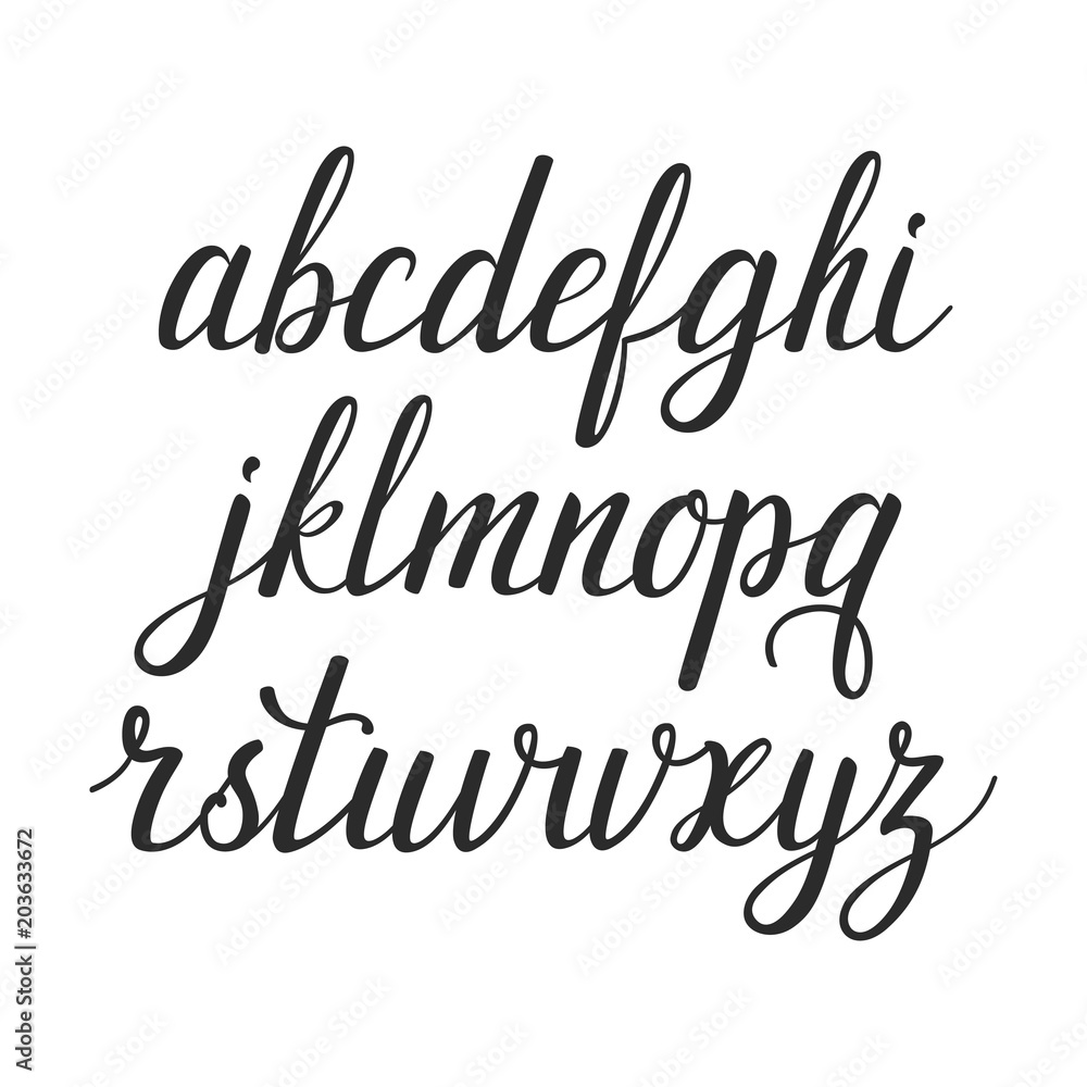 Vector calligraphic alphabet. Set of beautiful hand written letters ...