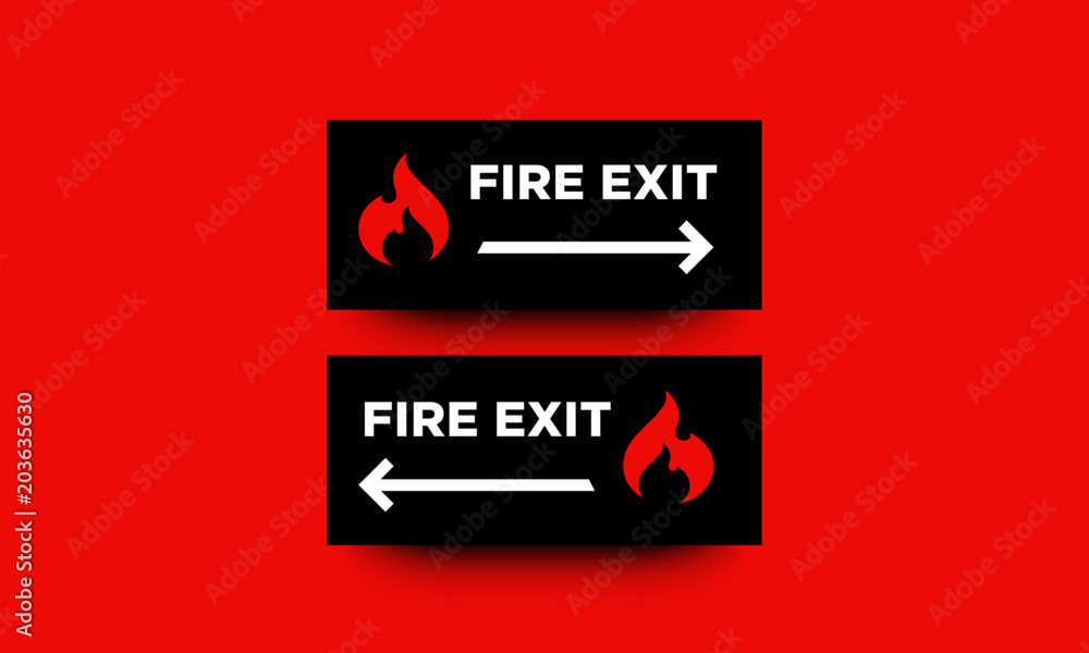 Fire Exit Direction Sign Vector Illustration with Left and Right Arrows ...