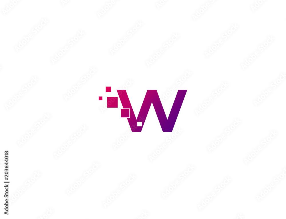 Letter W pixel logo design template Stock Vector | Adobe Stock