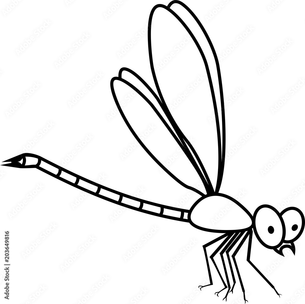 Cartoon dragonfly coloring page Stock Vector | Adobe Stock