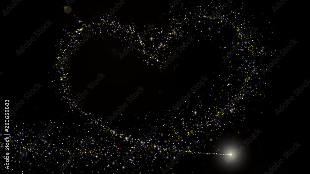Festive effect with gold silver sequins. Draws a heart shape The lights ...