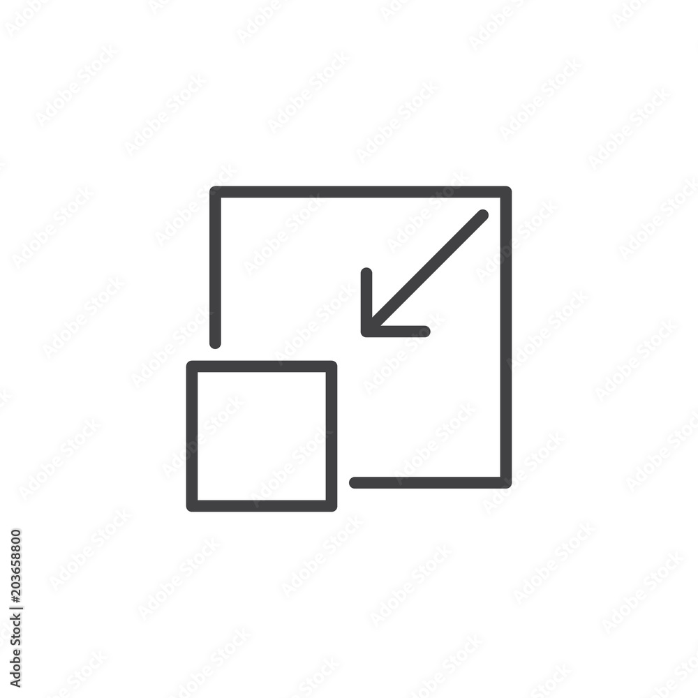 Full screen minimize outline icon. linear style sign for mobile concept and web design. Exit ...