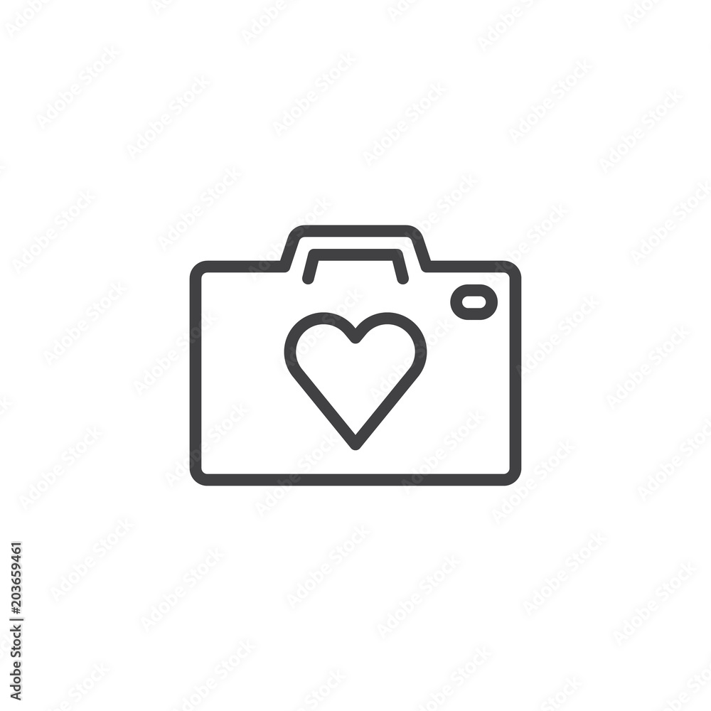 Heart camera outline icon. linear style sign for mobile concept and web ...