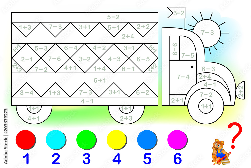 Educational page with exercises for children on addition and ...