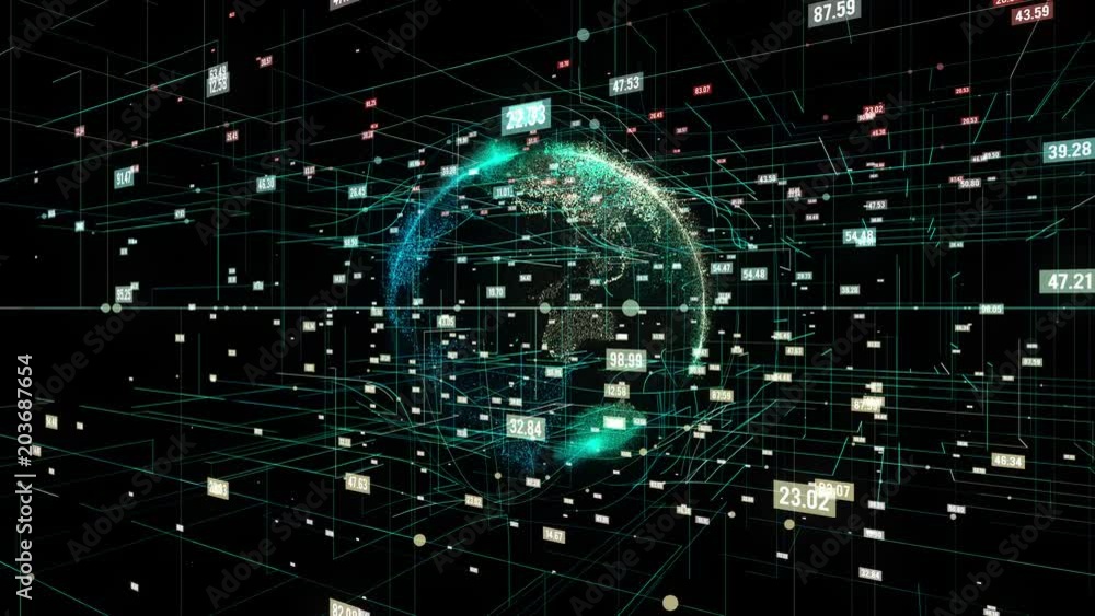 Big data visualization with digital Earth. HUD grid corners motion ...