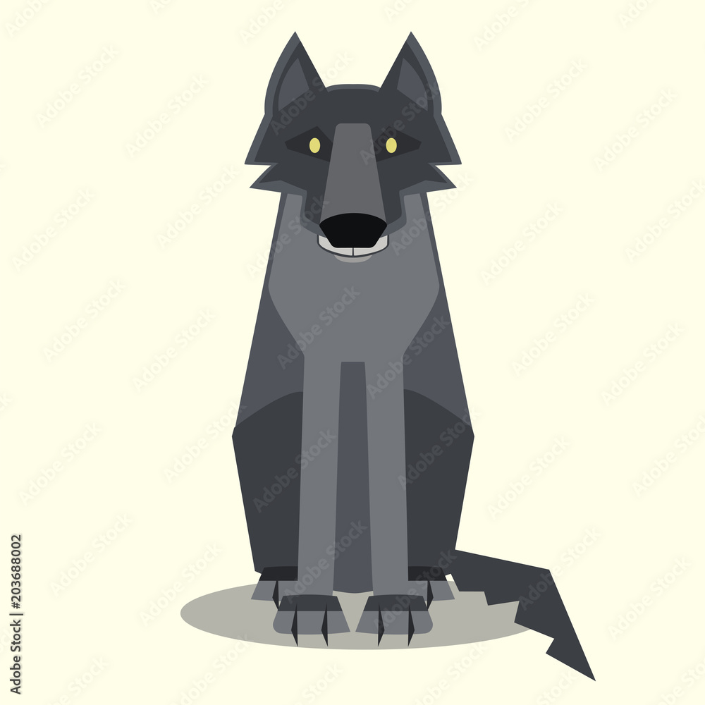 sitting wolf vector cartoon Stock Vector | Adobe Stock