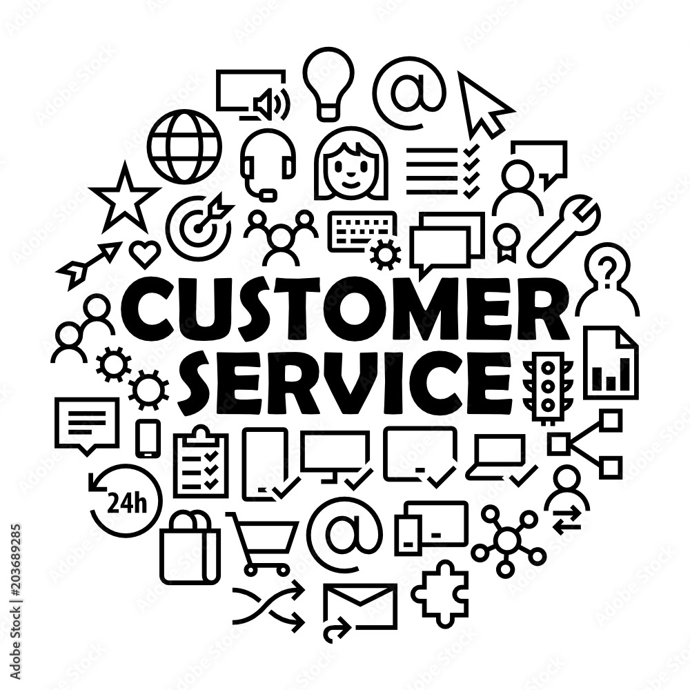 CUSTOMER SERVICE Symbols in Circle Stock Vector | Adobe Stock
