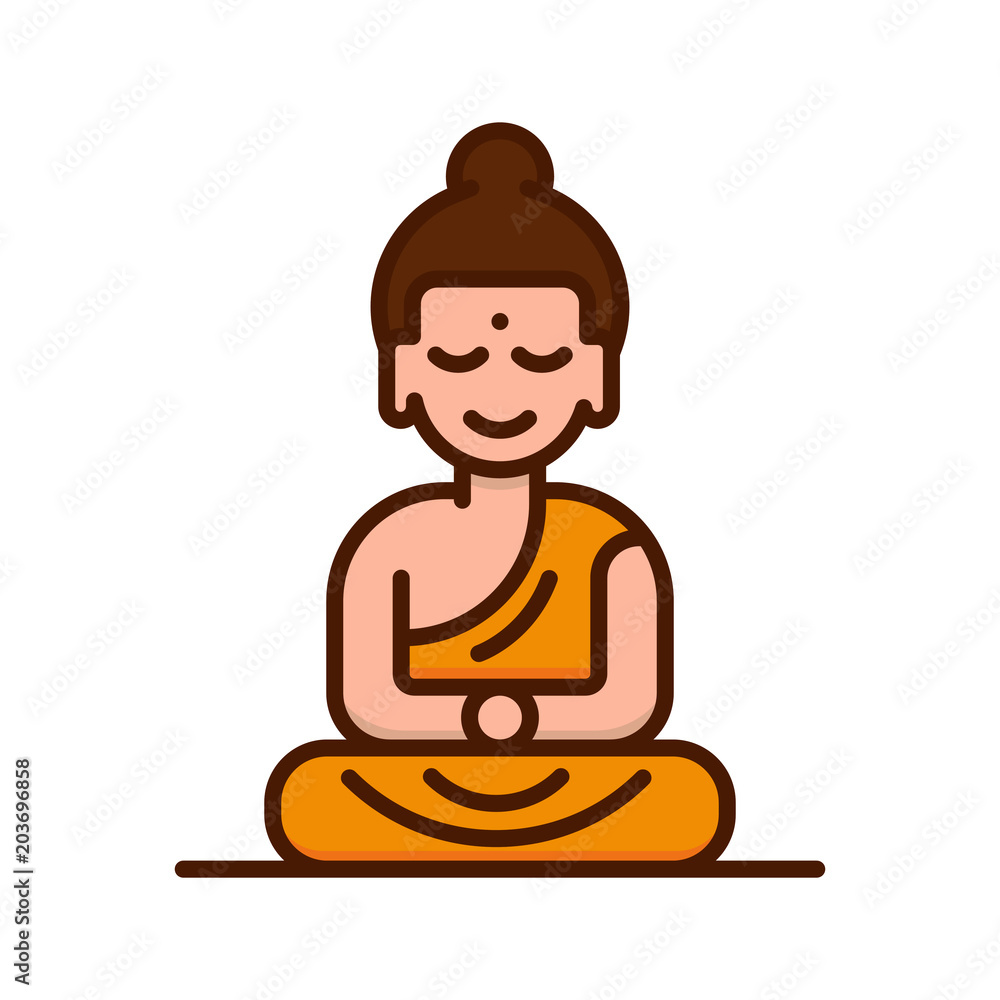 Buddha icon. Buddhism religion symbol Stock Vector | Adobe Stock