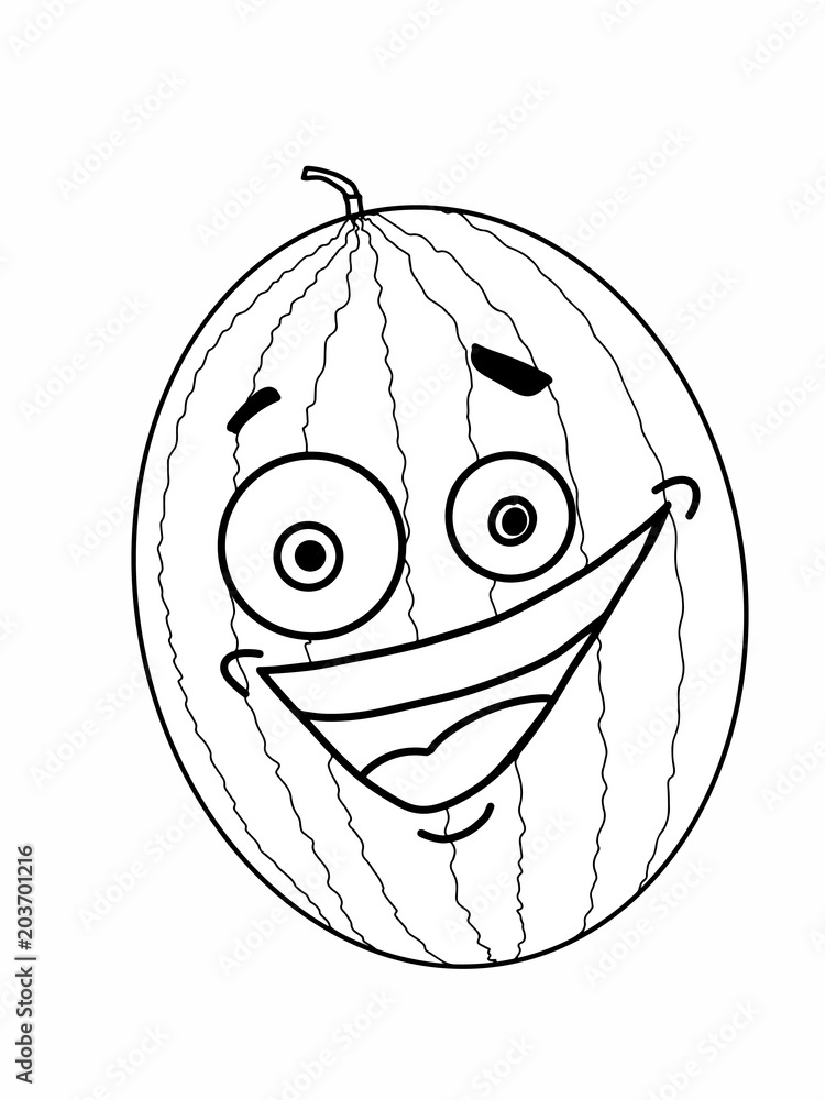 cute watermelon illustration cartoon coloring Stock Illustration ...