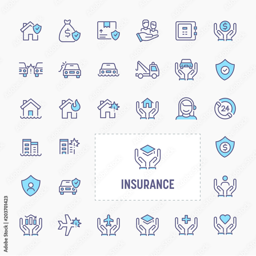 Business & Personal Insurance Icon Set Stock Vector | Adobe Stock