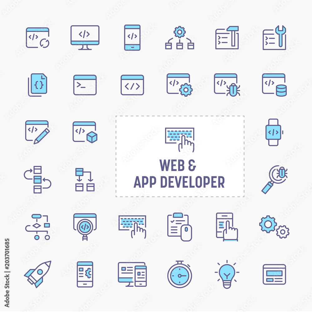 Web & App Developer Icon Set Stock Vector | Adobe Stock