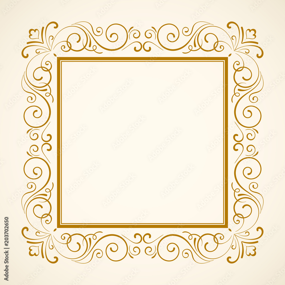 Vintage gold frame. Elegant vector element for design with place for ...