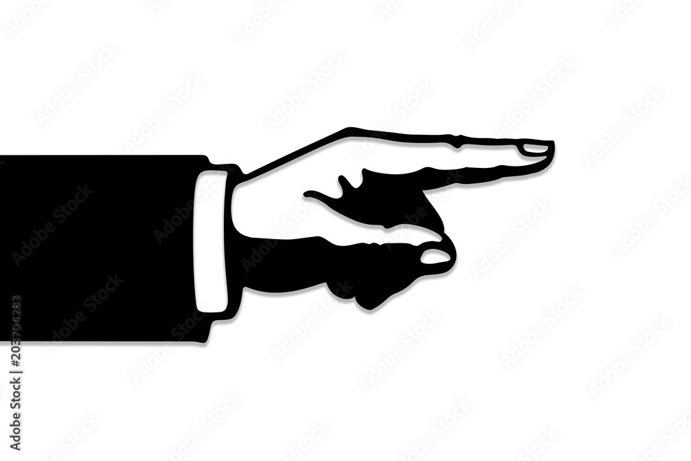 Pointing finger sign or symbol or shape isolated on white. Illustration ...