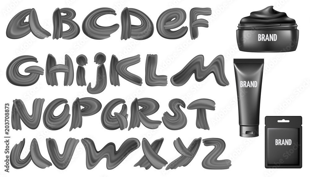 Calligraphy font with brushstroke oil or acrylic paint. Design element ...