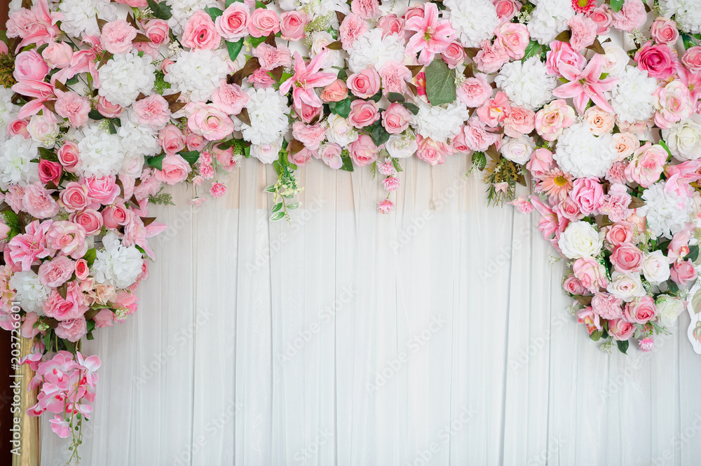 flower background, backdrop wedding decoration, rose pattern, Wall ...
