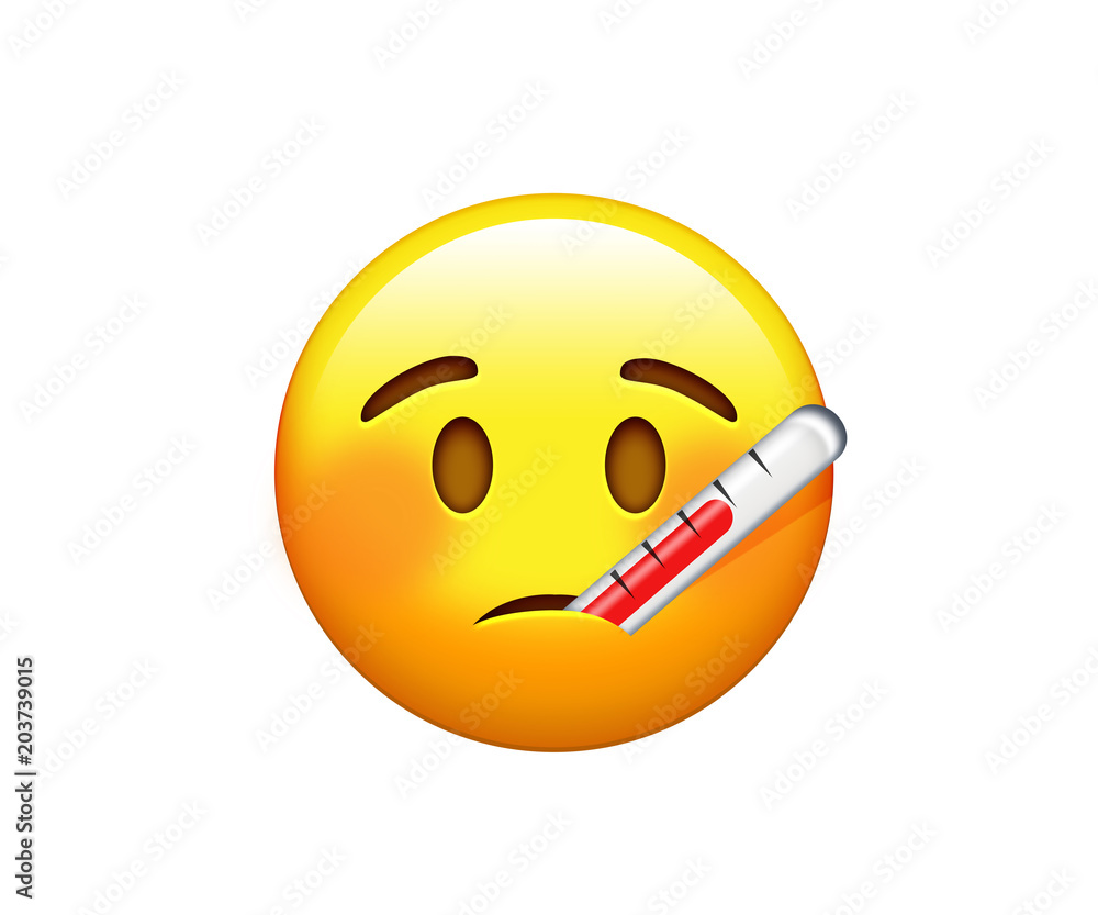 Emoji ill yellow sad face with heat probe icon Stock Illustration ...
