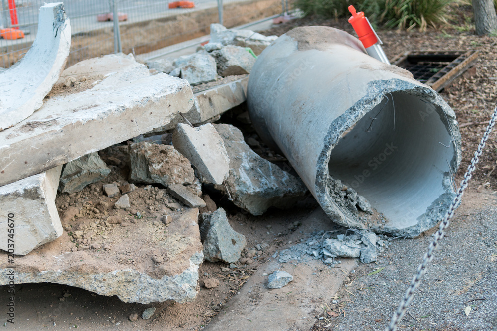 Broken storm water pipes Stock Photo | Adobe Stock