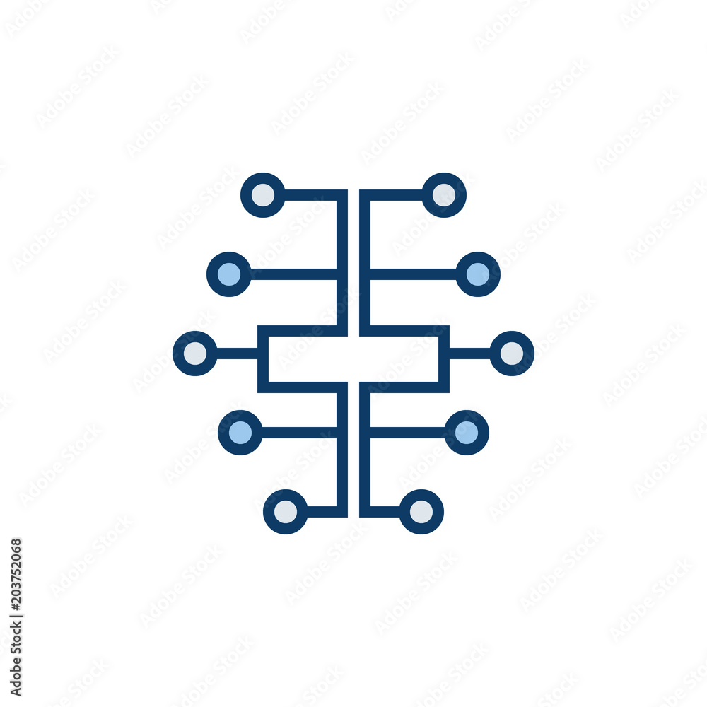 Digital brain icon - vector electric circuit brain AI symbol Stock ...