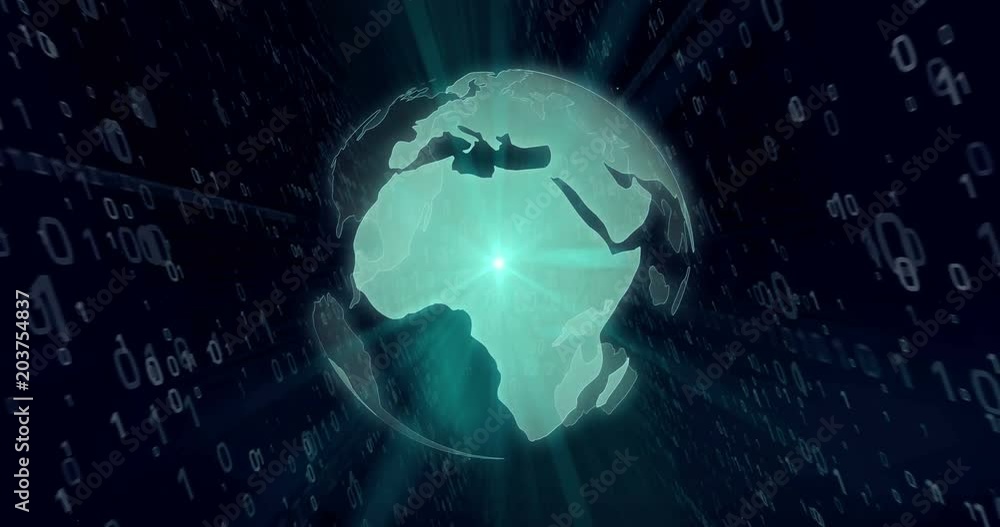 Vidéo Stock Digital technology world concept animation. Rotating globe ...