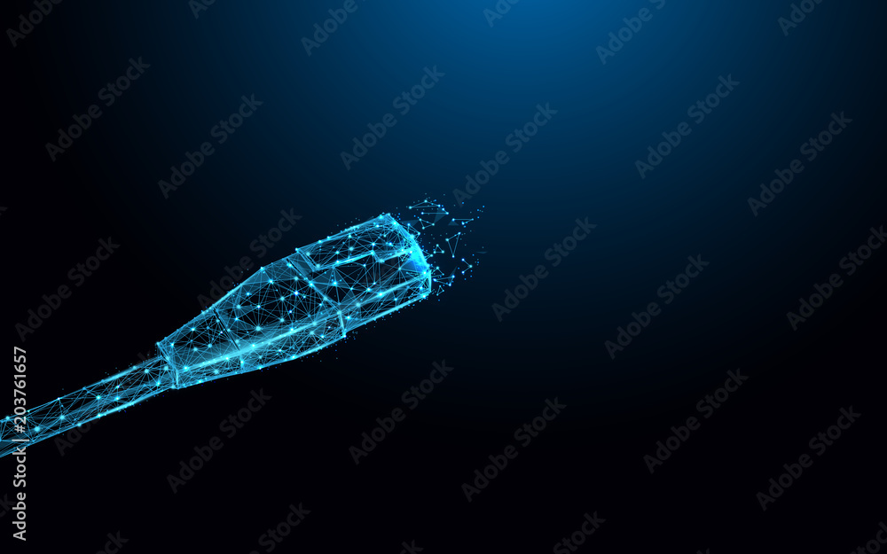Lan cable network connection icon form lines and triangles, point ...