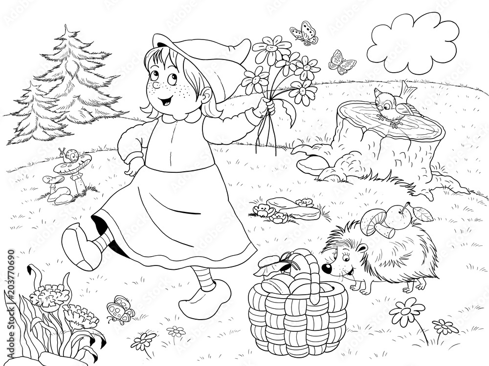 Little Red Riding Hood. Fairy tale. Illustration for children. Coloring ...