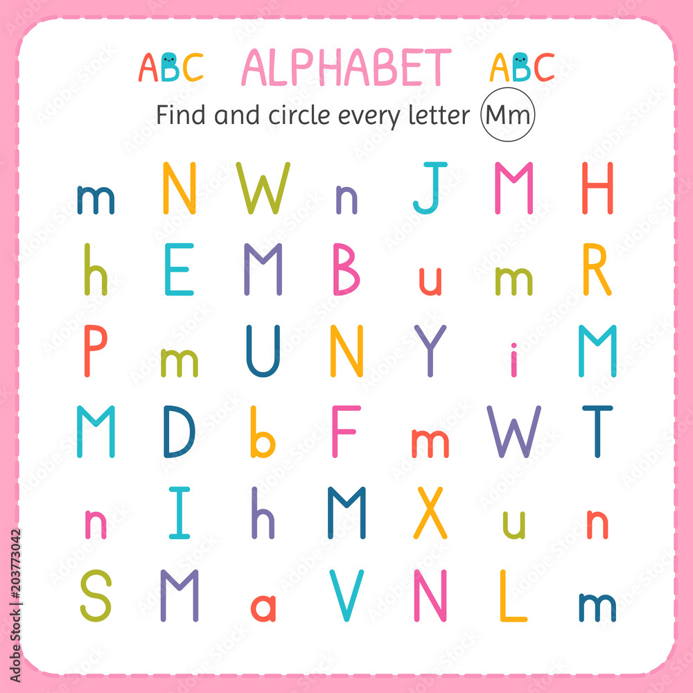 Find and circle every letter M. Worksheet for kindergarten and ...