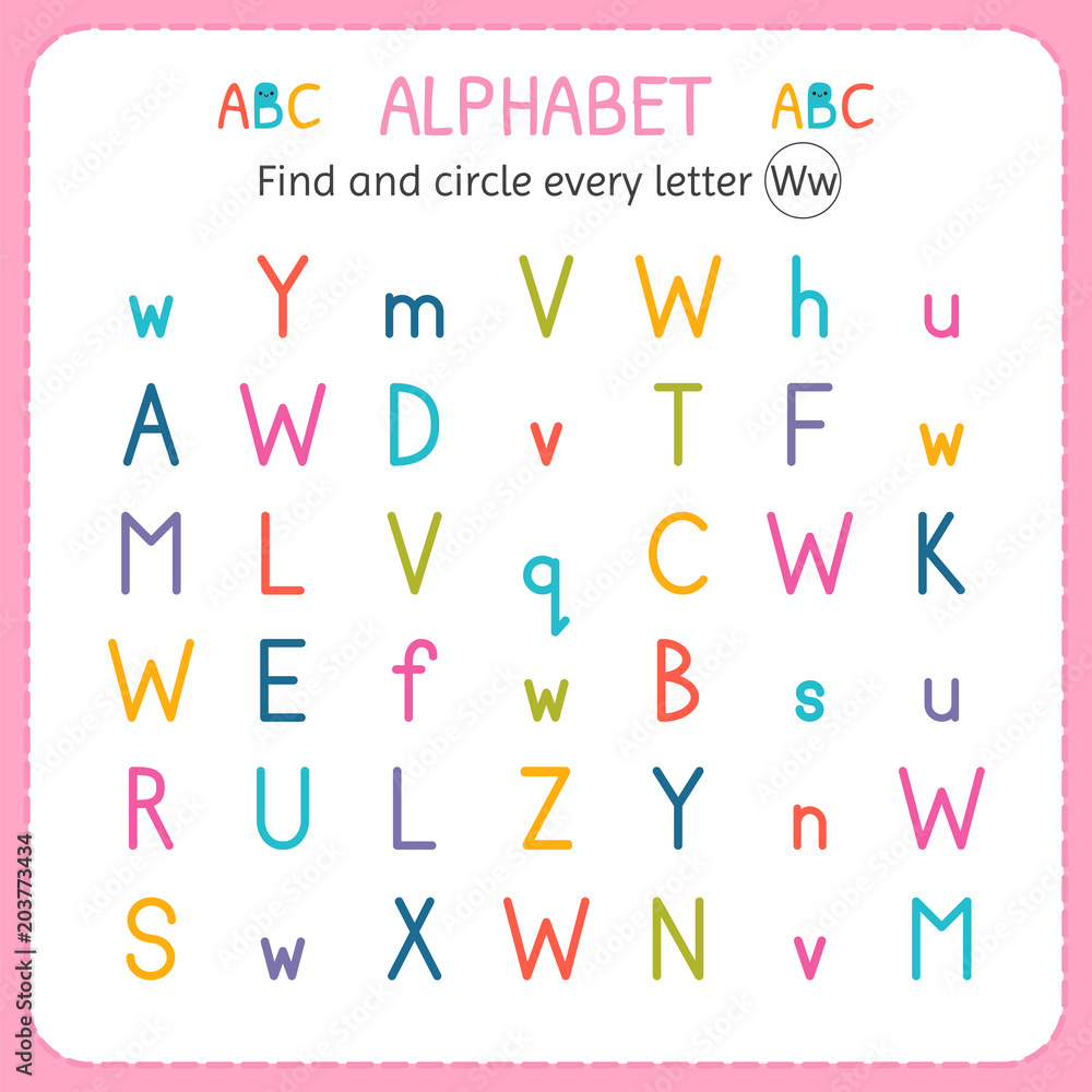 Find and circle every letter W. Worksheet for kindergarten and ...
