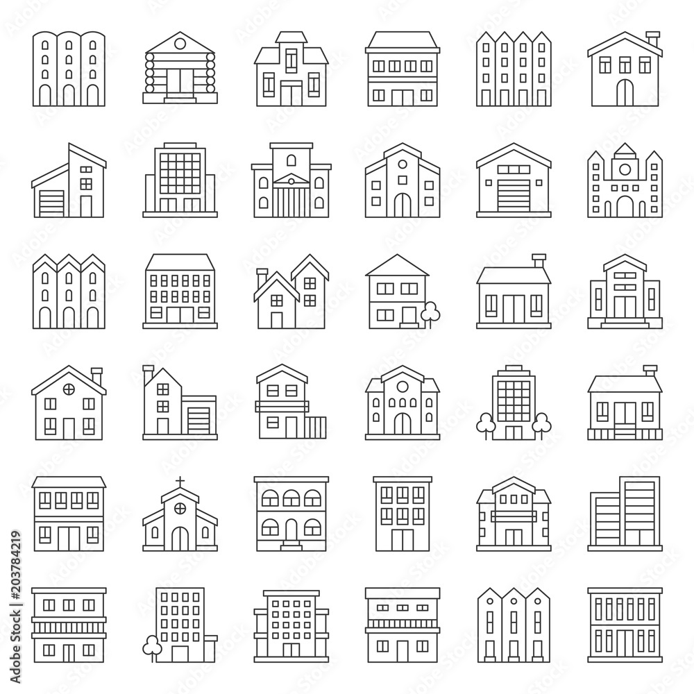 building construction vector outline icon set 2/3 Stock Vector | Adobe ...